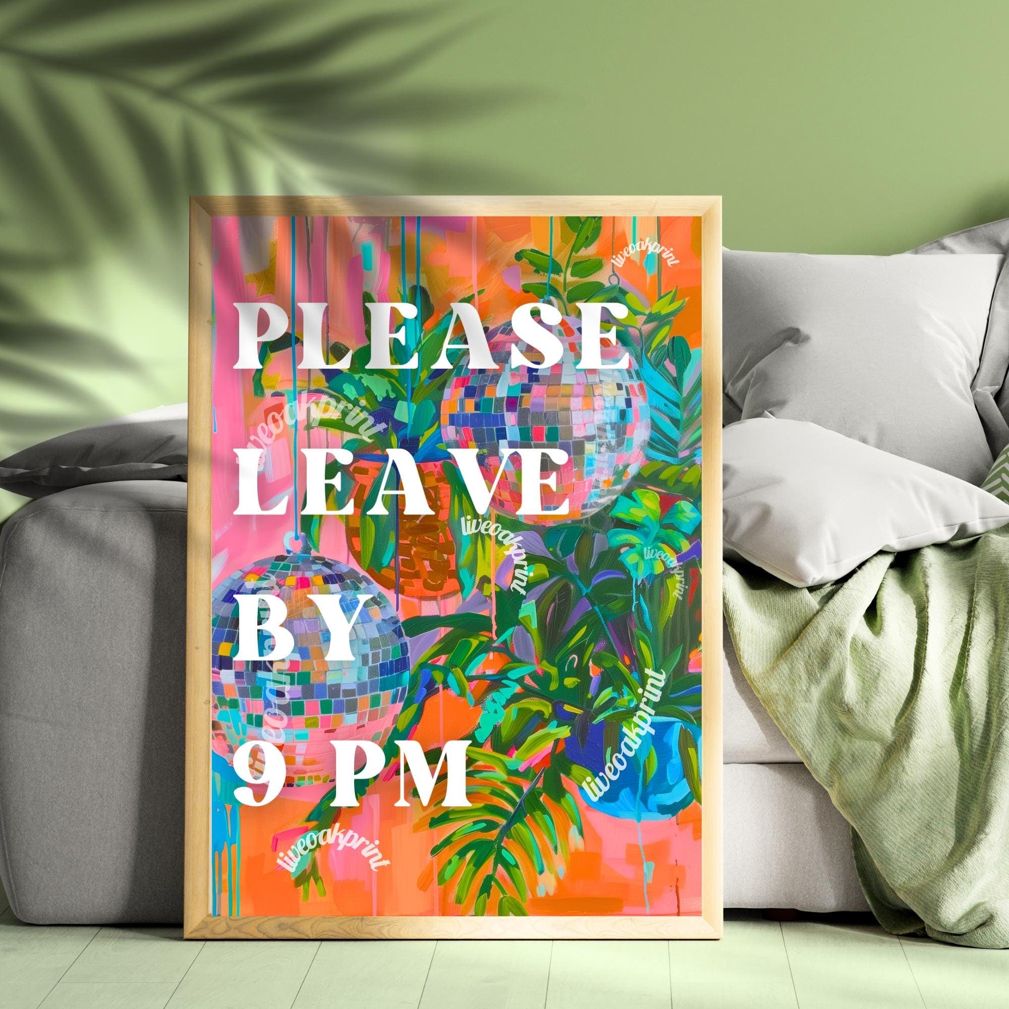 Please Leave By 9 Pm Sign | Aesthetic Leave by 9 Print | Maximalist Wa ...